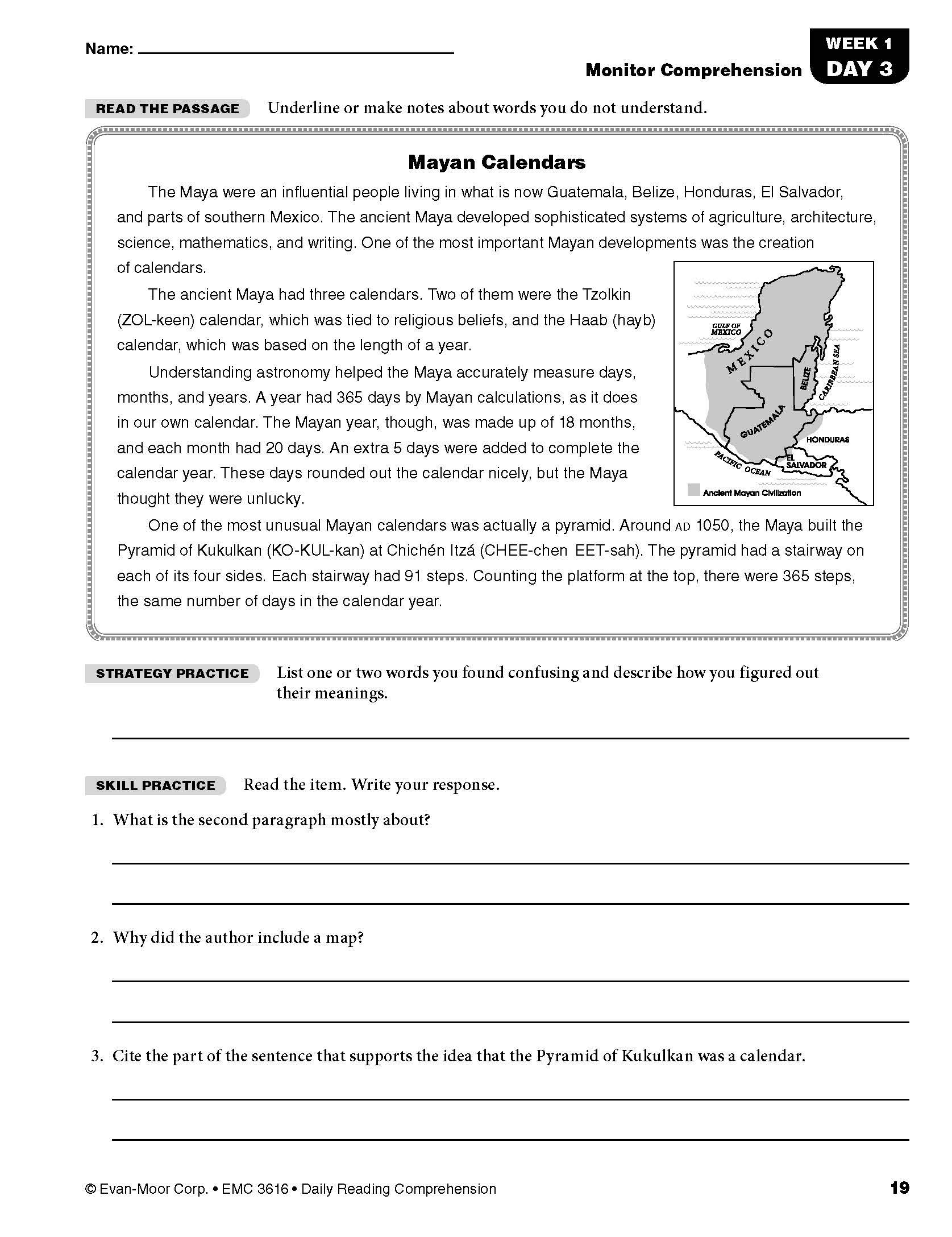 Daily Reading Comprehension 6 Evan Moor Anchor Academic Services