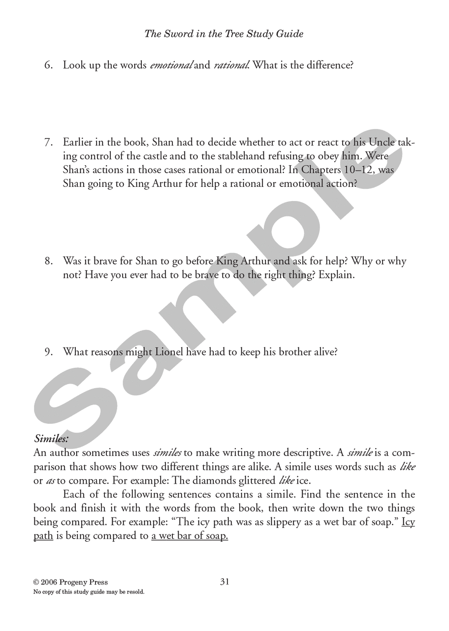 The Sword in the Tree – Study Guide – Anchor Academic Services