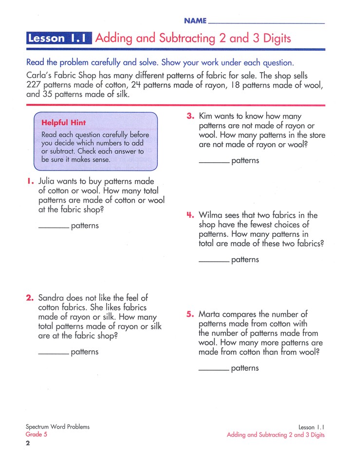 Spectrum Word Problems Grade 5 Anchor Academic Services Spectrum Word Problems Grade 5 Anchor Academic Services