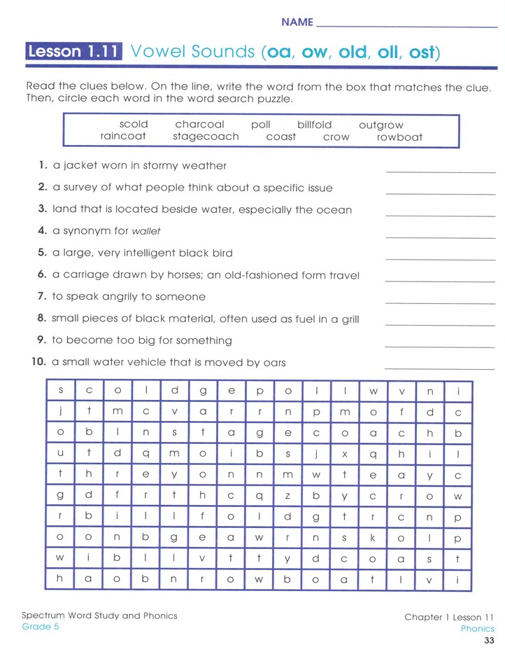 Spectrum Phonics & Word Study Grade 5 – Anchor Academic Services